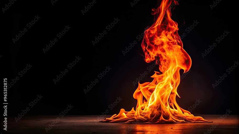 black background, isolated, worm's eye view, bright, burning, Red flame ...