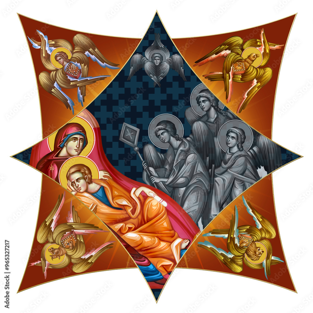 Eye of Providence on cross dome with 4 apostles, angels and seraphim ...