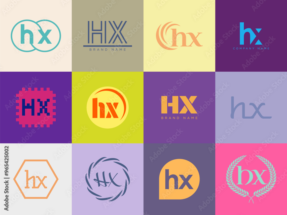 HX logo company template. Letter h and x logotype. Set different ...