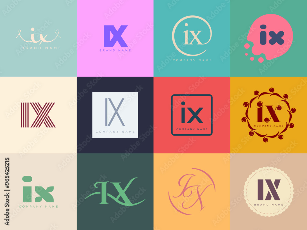 IX logo company template. Letter i and x logotype. Set different ...