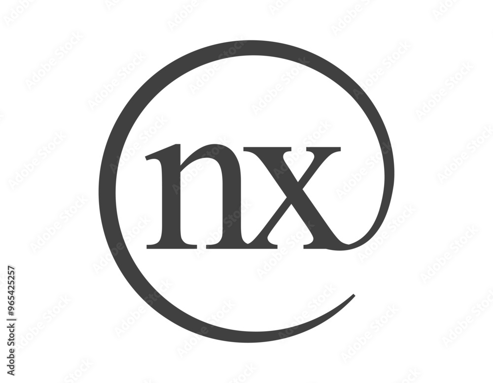 NX logo from two letter with circle shape email sign style. N and X ...