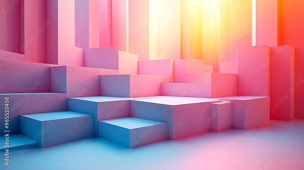 A detailed 3D papercraft box plot, pastel-colored folded paper strips ...