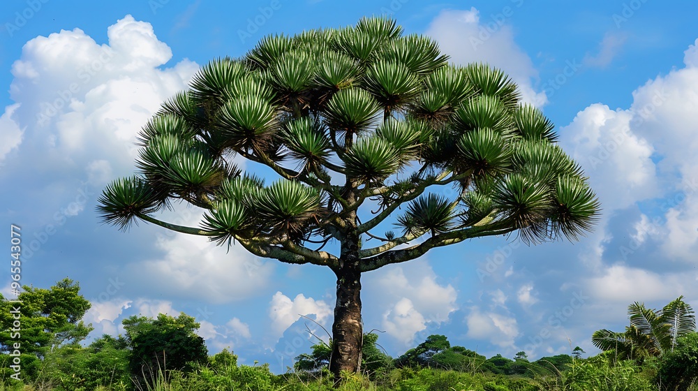 A striking monkey puzzle tree (Araucaria araucana) with its prehistoric ...
