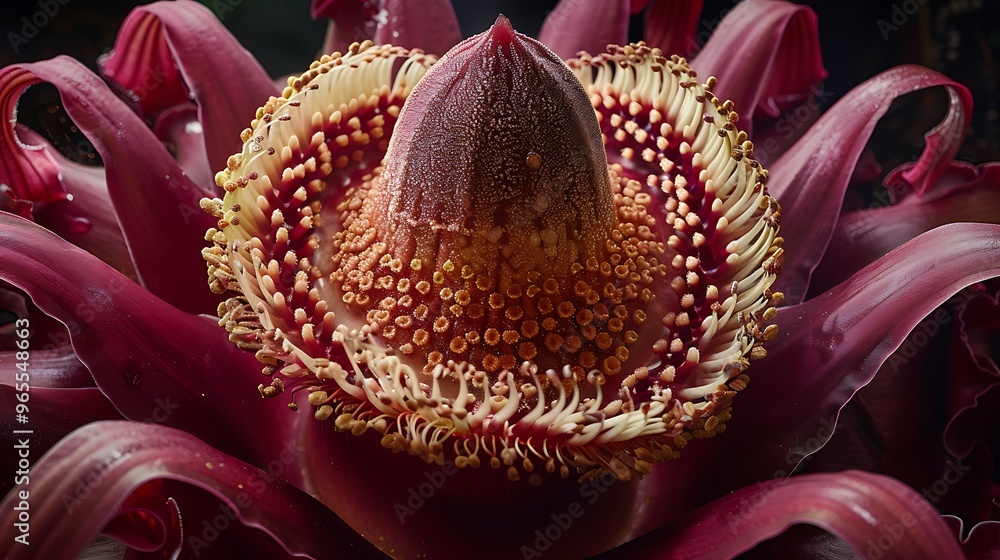 A close-up of the Amorphophallus titanum, known as the corpse flower ...