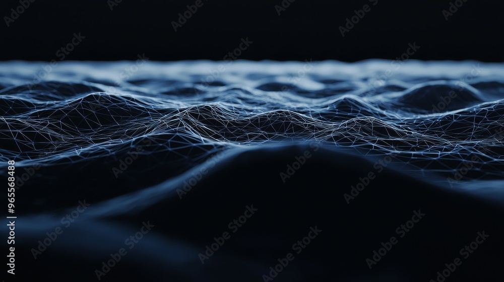 An abstract blue digital background, showing big data visualization. A ...