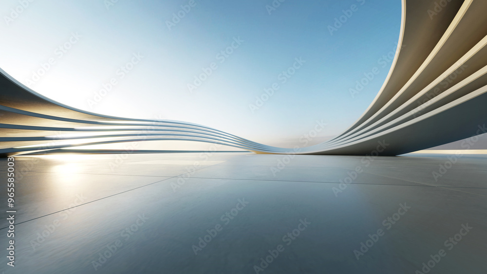 3d render of abstract curve structure futuristic architecture with ...