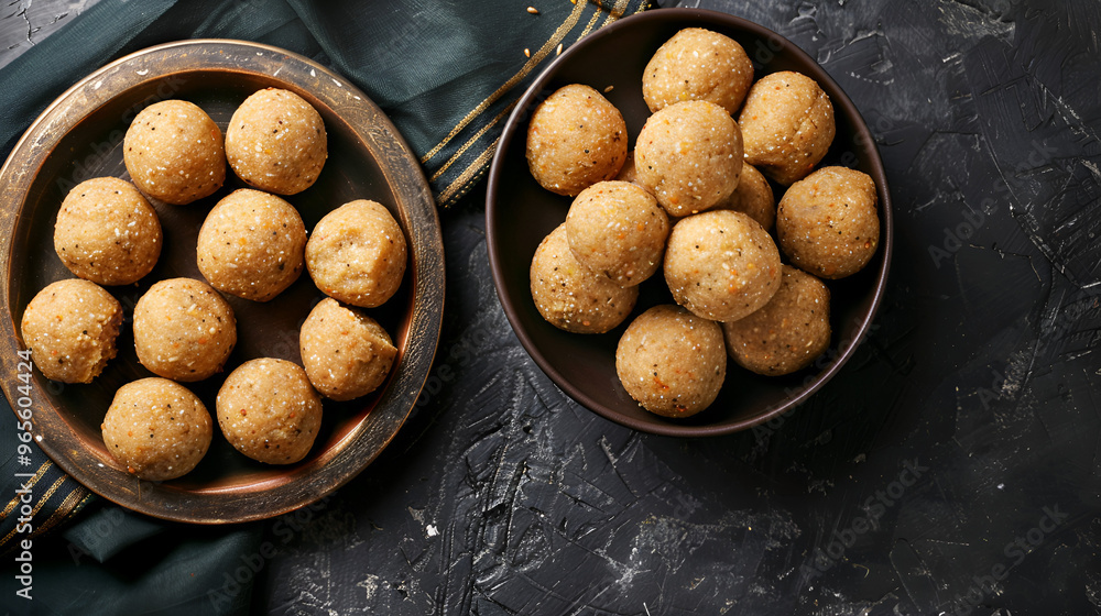 Indian sweet snack food Bajra Atta Ladoo, also known as Kuler Laddoo ...
