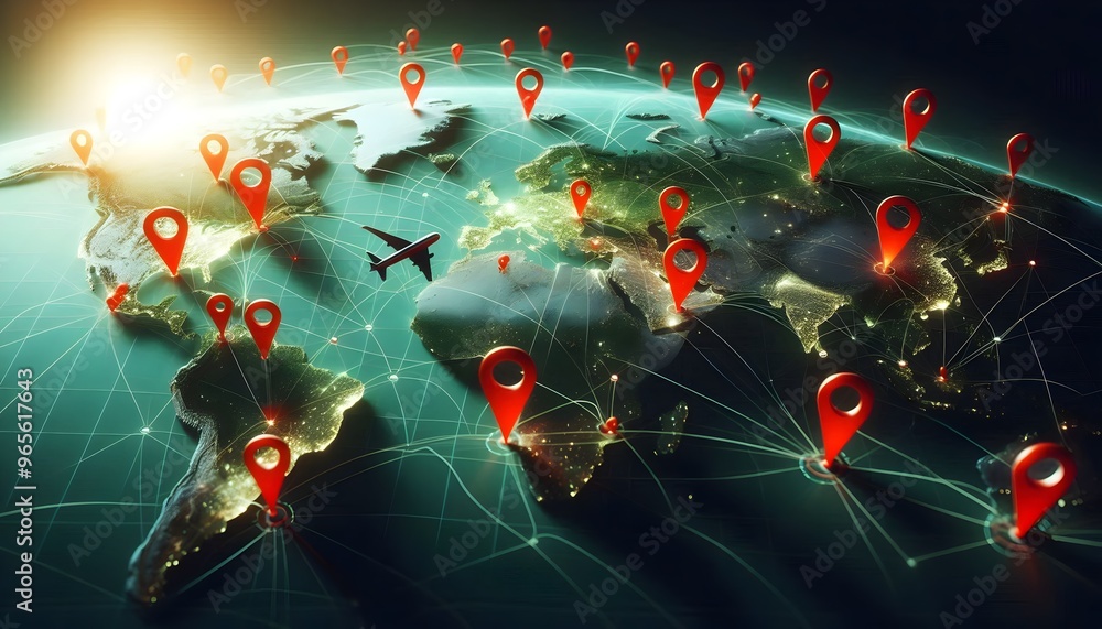 Ilustración de Stock World Map Illustration with Pins and Connection ...