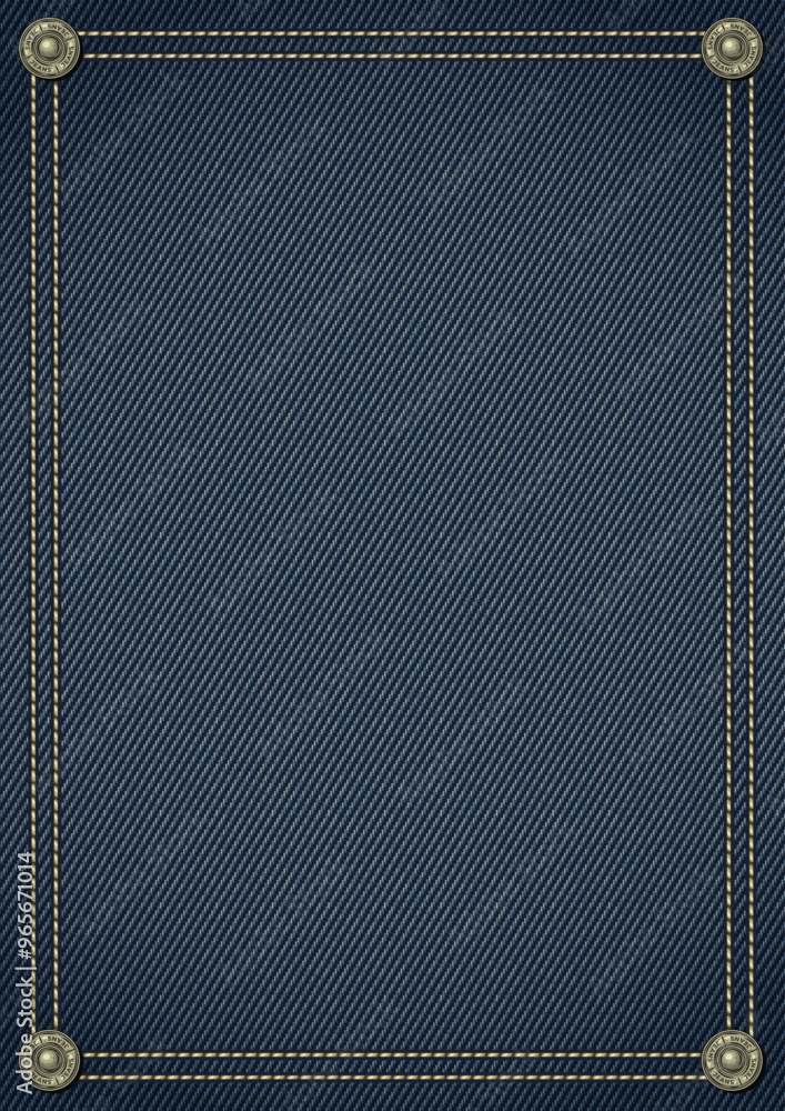 Vertical rectangular frame in denim style with double topstitching ...