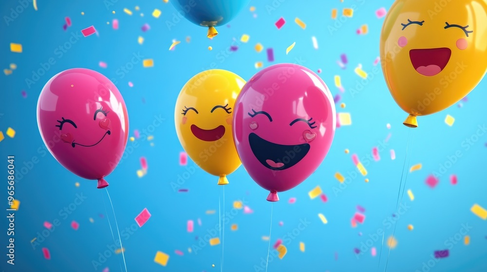 2D cartoon style balloon for a 60th birthday featuring balloons with ...