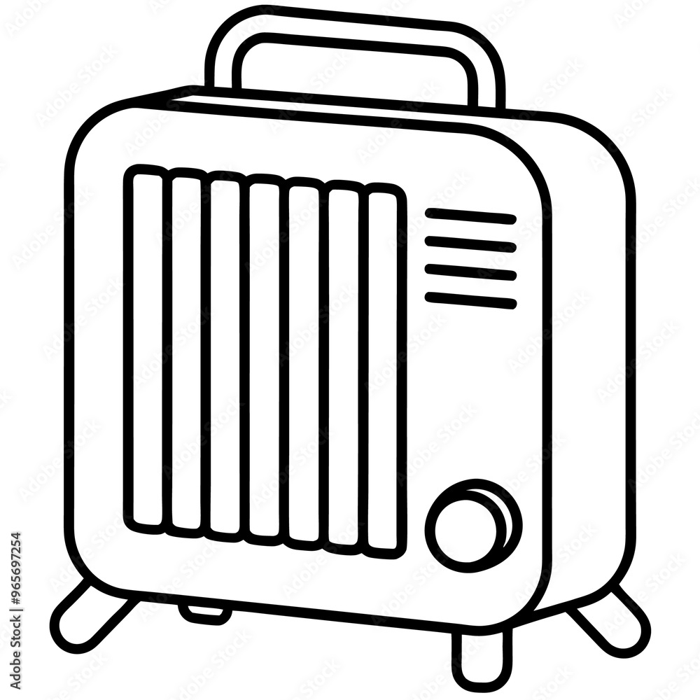 heater outline coloring book page line art illustration digital drawing ...