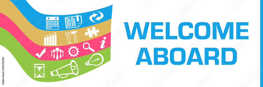 Welcome Aboard Colorful Waves Business Symbols Horizontal Stock ...