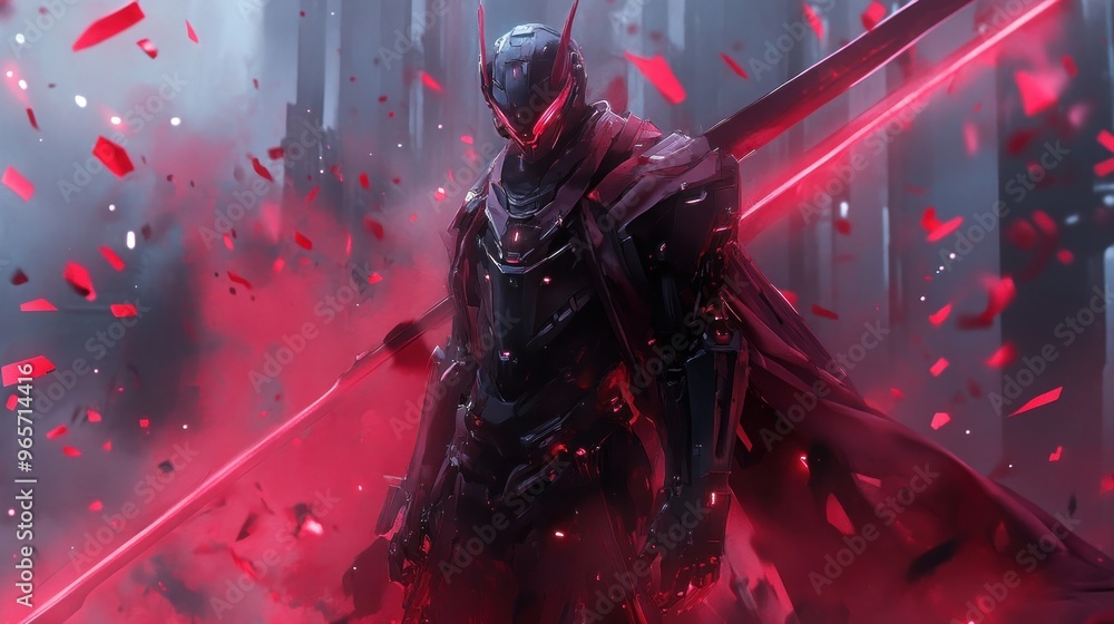 Robot samurai cyberpunk armor steel military warrior technology modern ...