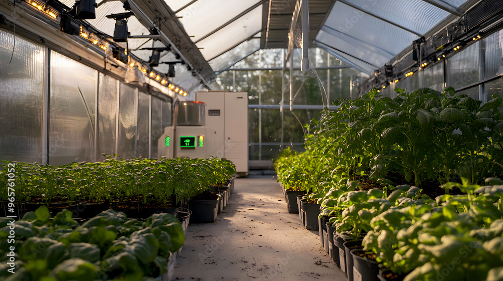 smart greenhouse with IoT sensors attached to the roof and soil ...