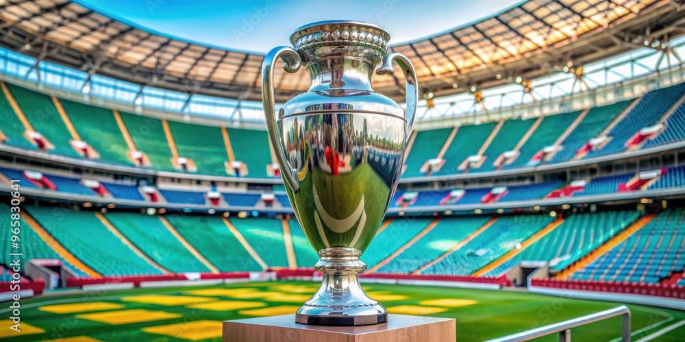 Original UEFA Euro 2020 tournament trophy on display , UEFA Euro 2020, trophy, football, soccer ...