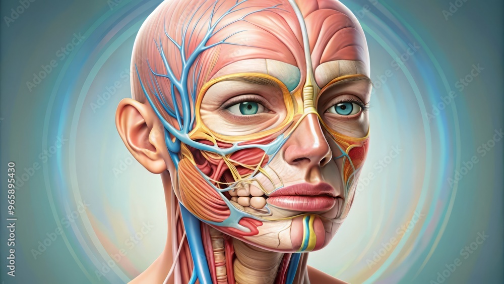 Face diagram anatomy layers detailed illustration soft colors gentle ...