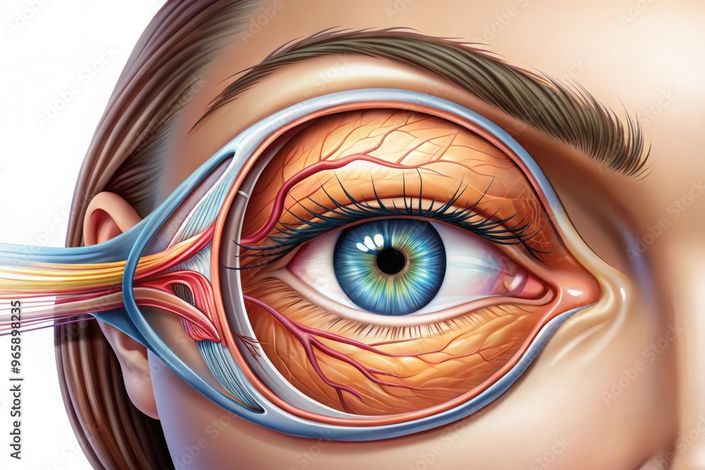 female eye anatomy detailed illustration realistic format medical ...