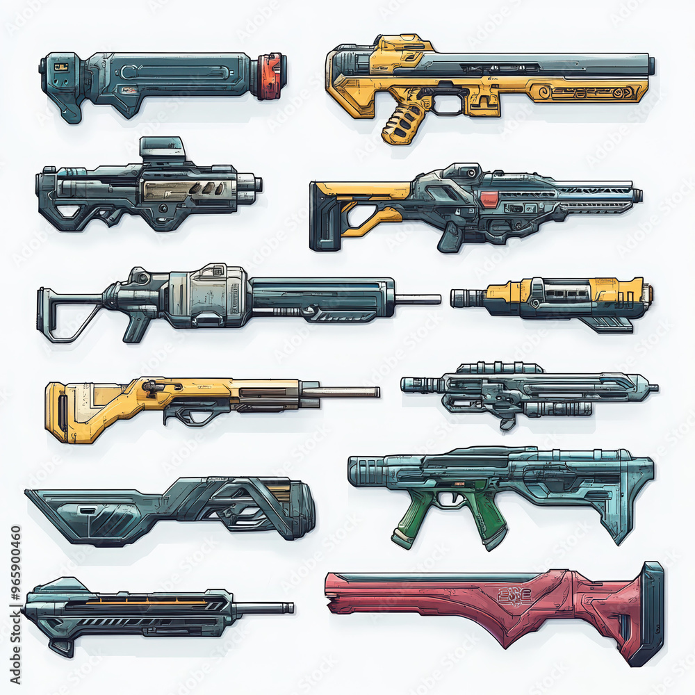 weapons firearms futuristic weapons sci-fi guns assault rifles detailed ...