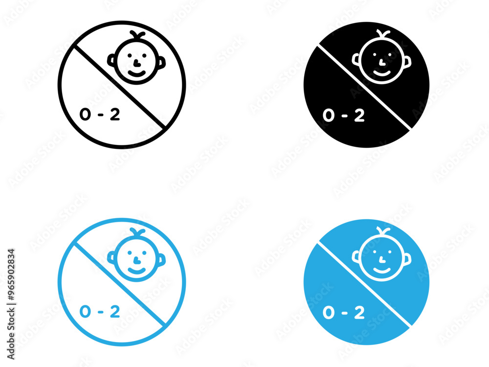 Age restriction sign for child icon black and white vector outline sign ...