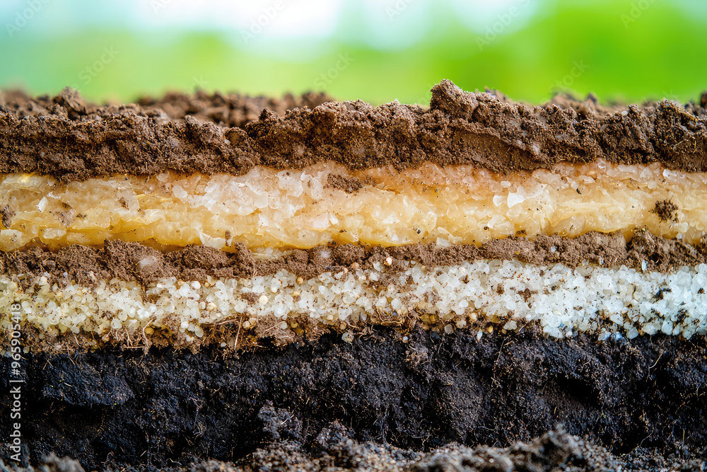 Soil layers with different fertilizer types showcase intricate ...