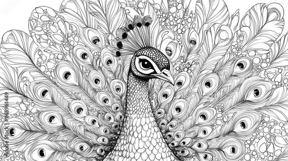Hand drawn coloring page featuring a beautifully detailed 2D cartoon ...
