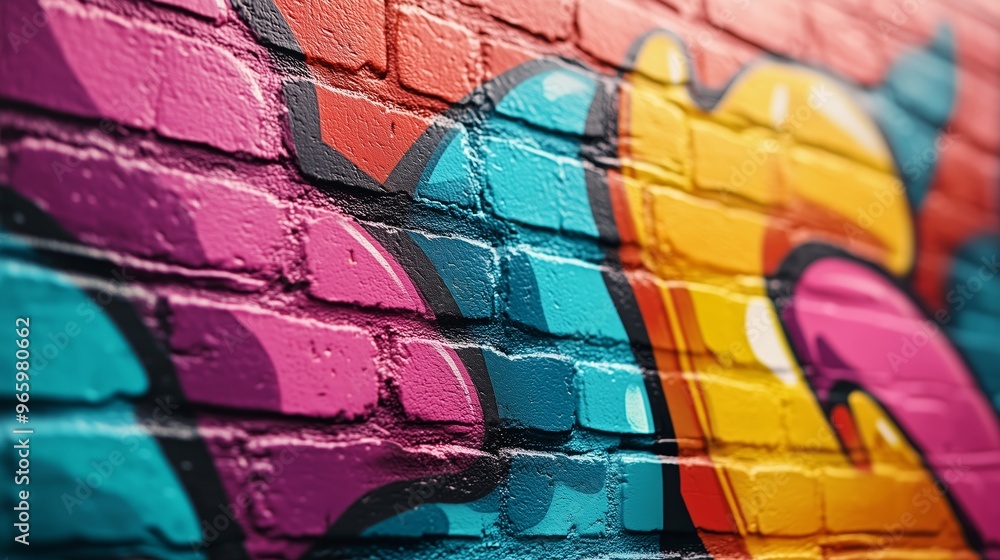 Graffiti street art, wild style, and flowing lines of orange, blue, and ...