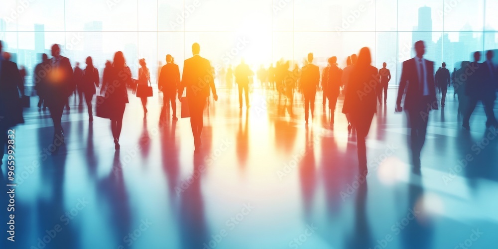 Dynamic Business Professionals in Motion: Abstract Blur Effect in ...