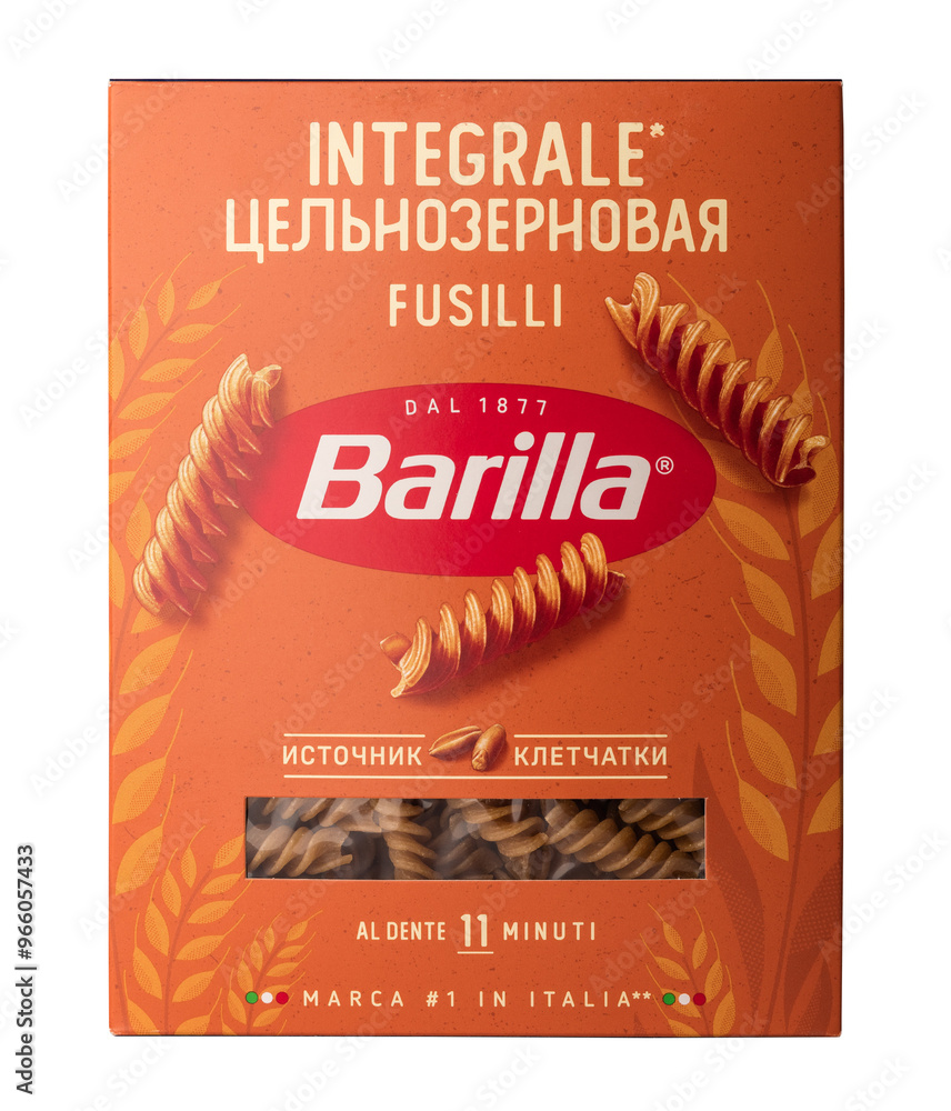 Barilla Integrale packaging whole grain Fusilli, a source of fiber ...