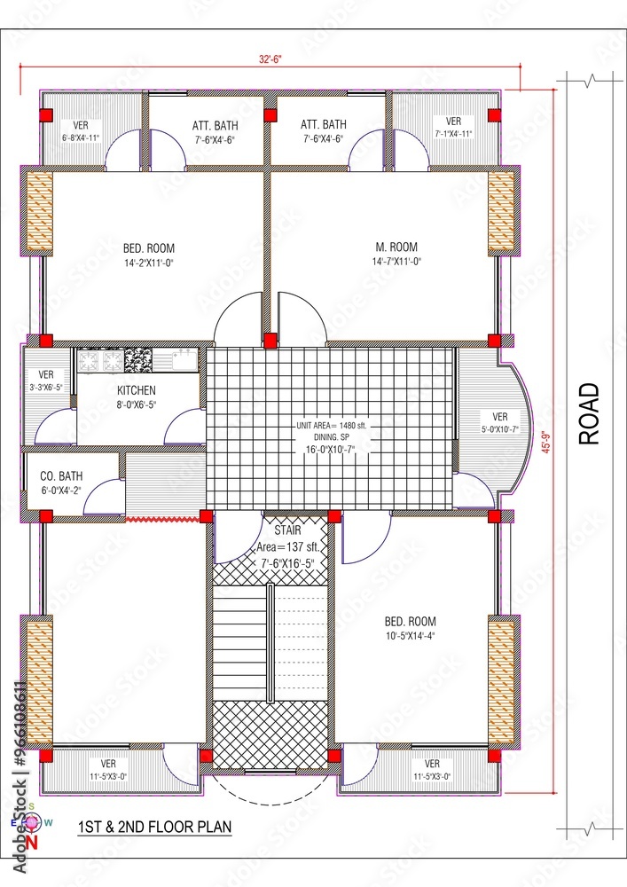 Architectural Floor plan Typical Autocad Floor Plan, 2D Drawing, House ...