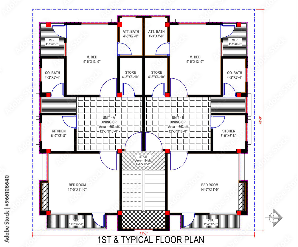 Architectural Floor plan Typical Autocad Floor Plan, 2D Drawing, House ...