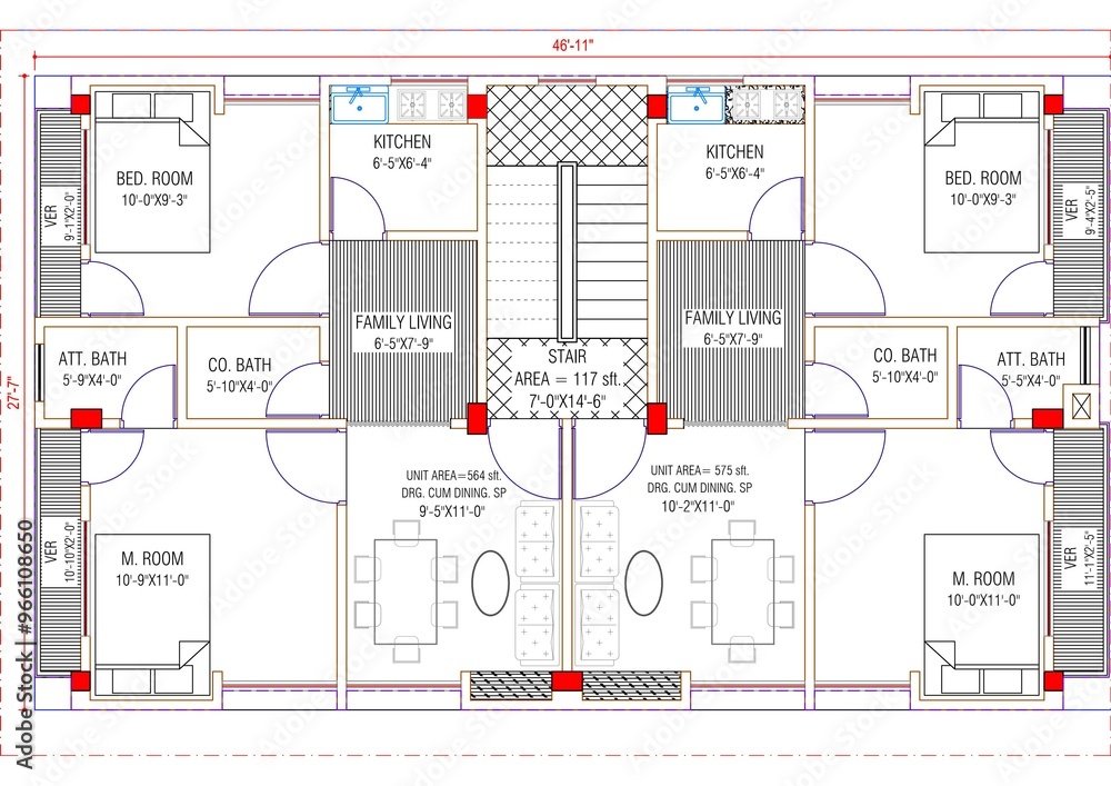 Architectural Floor plan Typical Autocad Floor Plan, 2D Drawing, House ...
