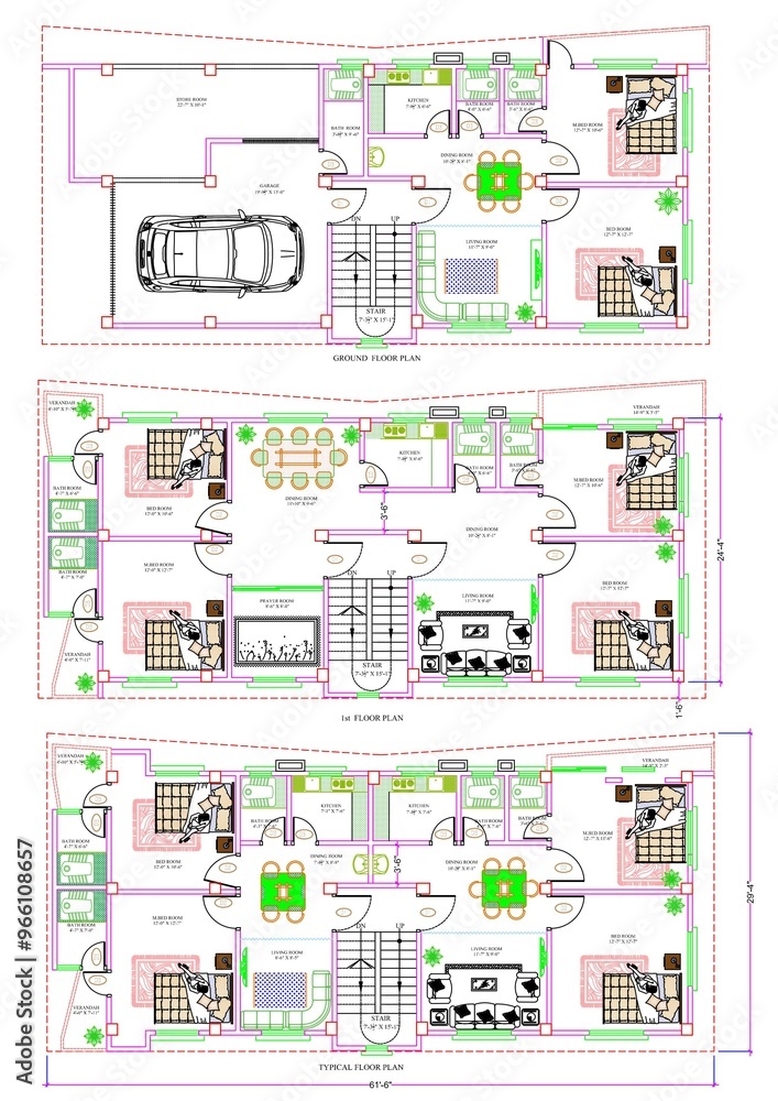 Architectural Floor plan Typical Autocad Floor Plan, 2D Drawing, House ...