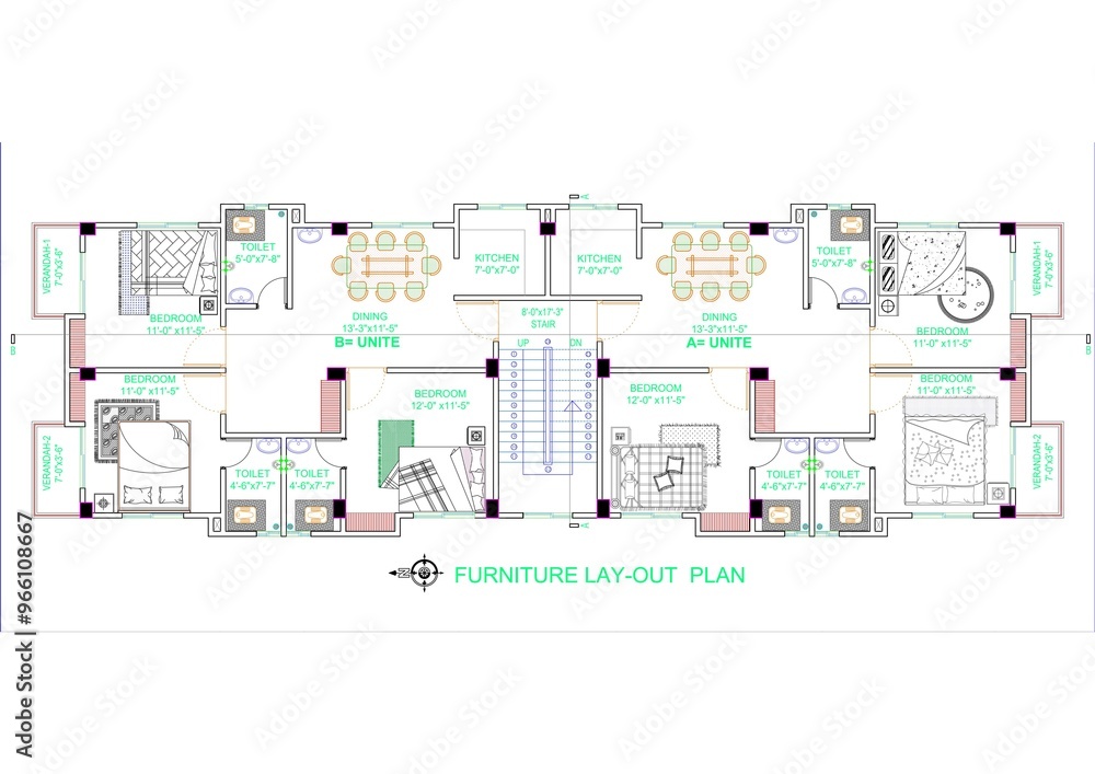 Ilustración de Stock Architectural Floor plan Typical Autocad Floor ...
