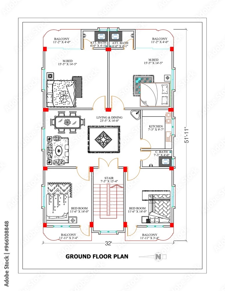 Architectural Floor plan Typical Autocad Floor Plan, 2D Drawing, House ...