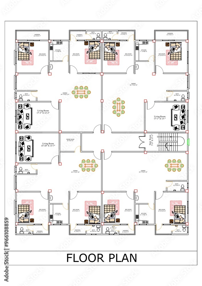 Architectural Floor plan Typical Autocad Floor Plan, 2D Drawing, House ...