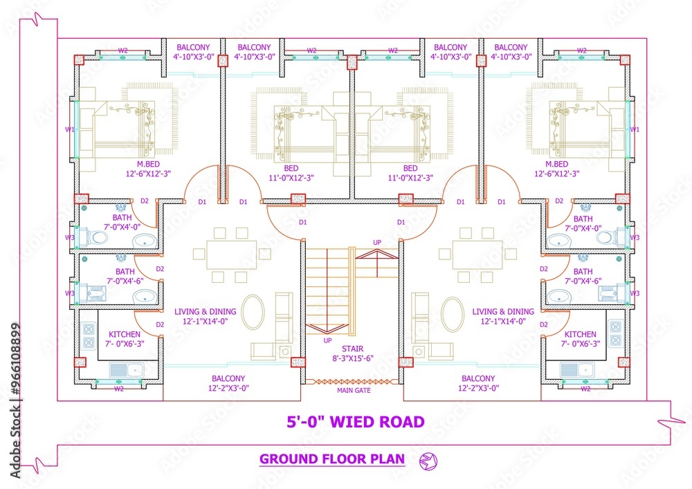 Architectural Floor plan Typical Autocad Floor Plan, 2D Drawing, House ...