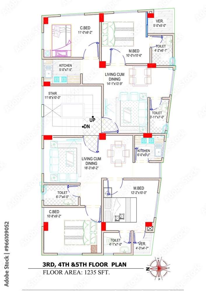 Ilustración de Stock Architectural Floor plan Typical Autocad Floor ...