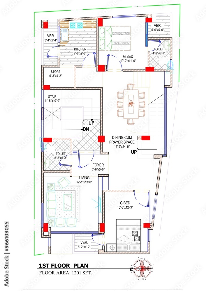 Architectural Floor plan Typical Autocad Floor Plan, 2D Drawing, House ...