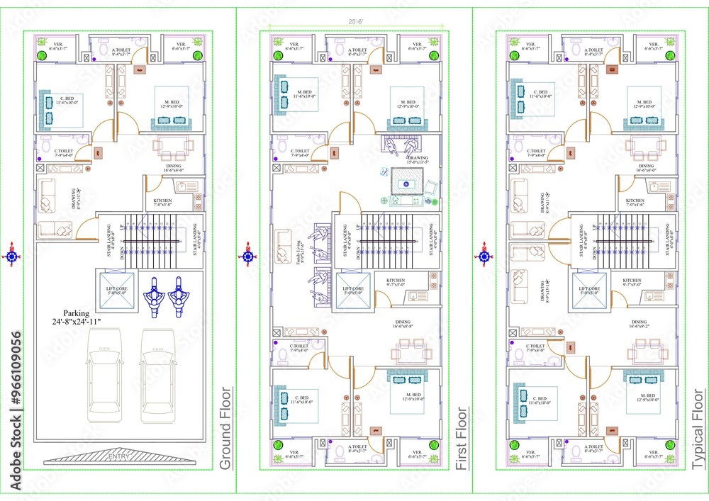 Architectural Floor plan Typical Autocad Floor Plan, 2D Drawing, House ...