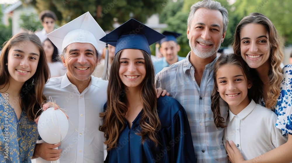 A family graduation collage with three generations posing in various ...