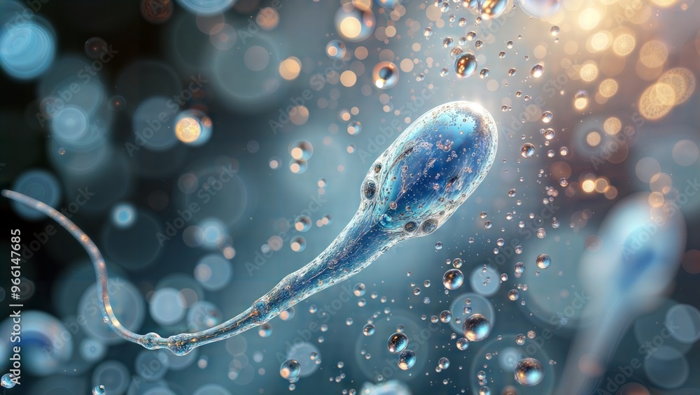 Sperm Cell Journey A microscopic view of a sperm cell swimming through ...