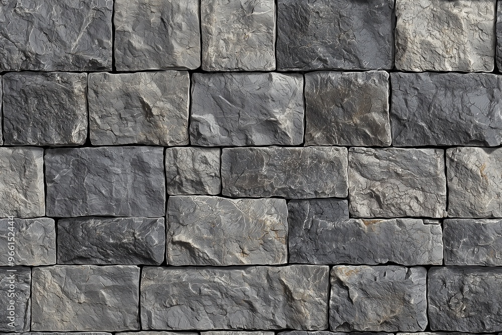 A textured wall made of rectangular slate coursed stone cladding in ...