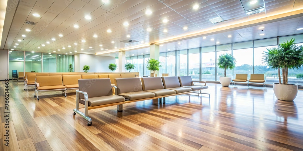 Modern Waiting Area with Bright Lighting and Wooden Floor, waiting area ...