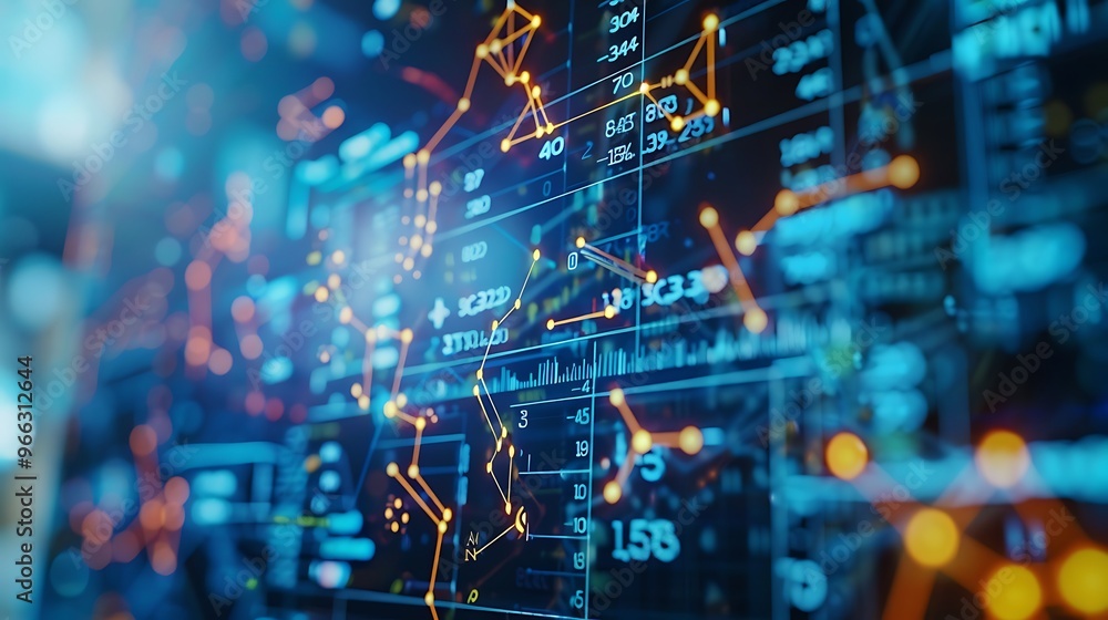 Science formulas on a transparent computer screen, close-up, vivid and ...