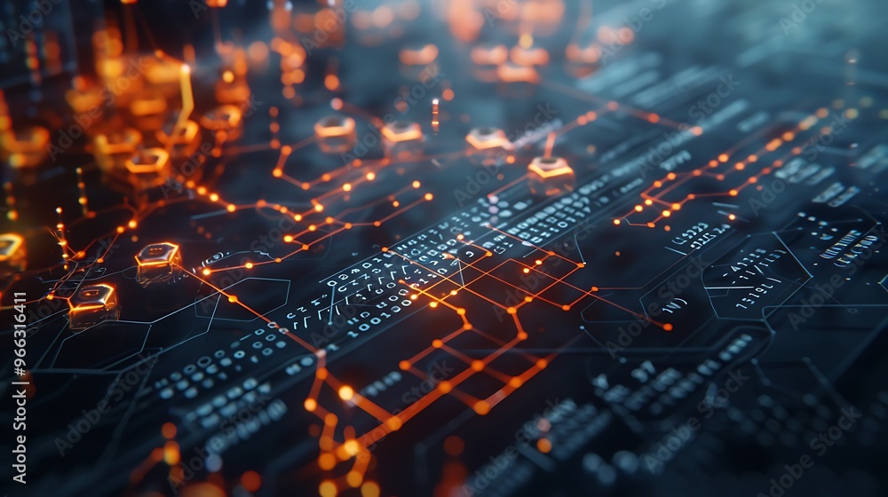 Science formula close-up on a clear computer screen, intricate and ...
