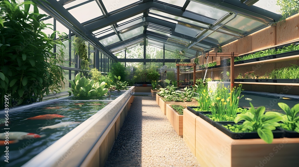 Aquaponic Farming System - An aquaponic system with fish tanks and ...