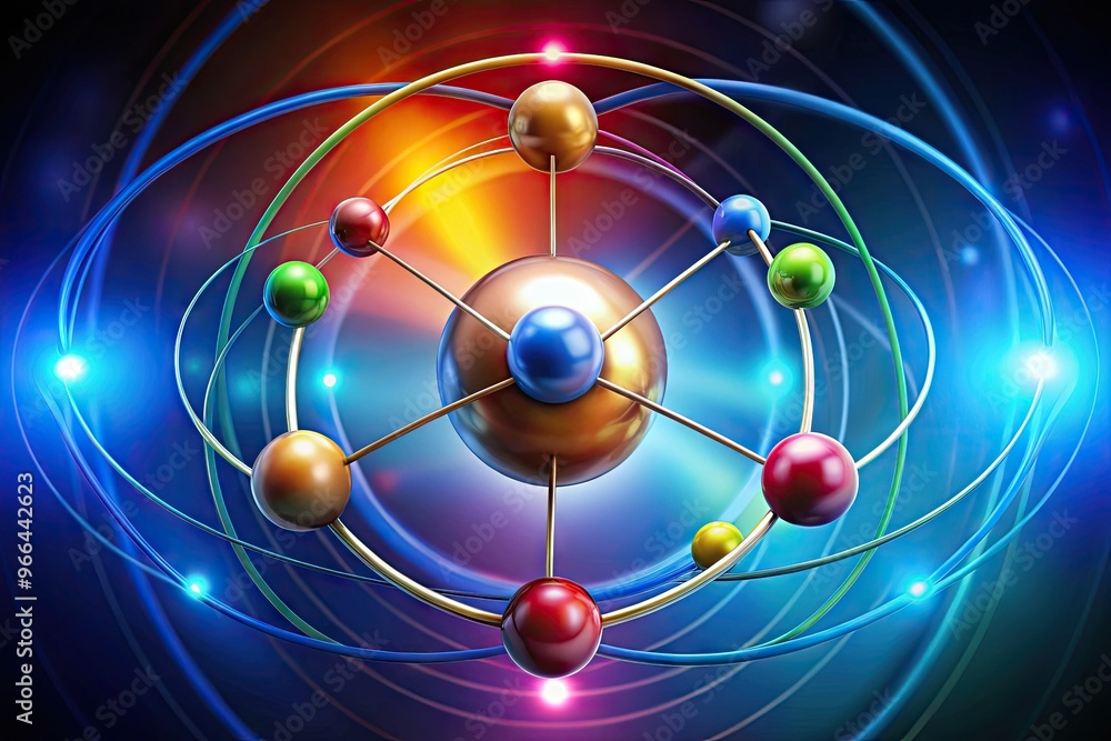 Ilustración de Stock Illustration of boron atom structure, featuring ...