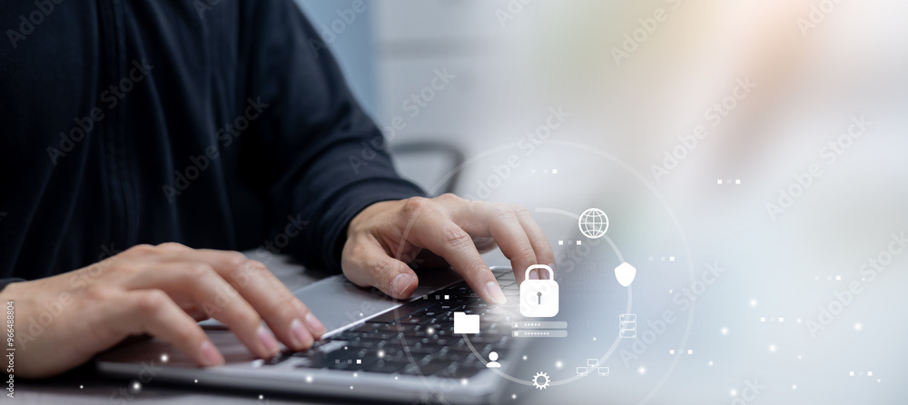 programmer man hand type keyboard input code for register to unlock ...