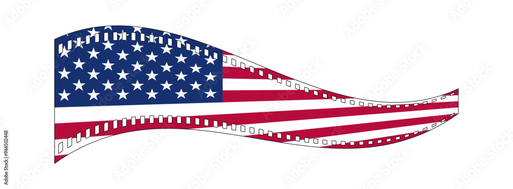 Vintage style american flag 35mm film strip frame border vector graphic ...