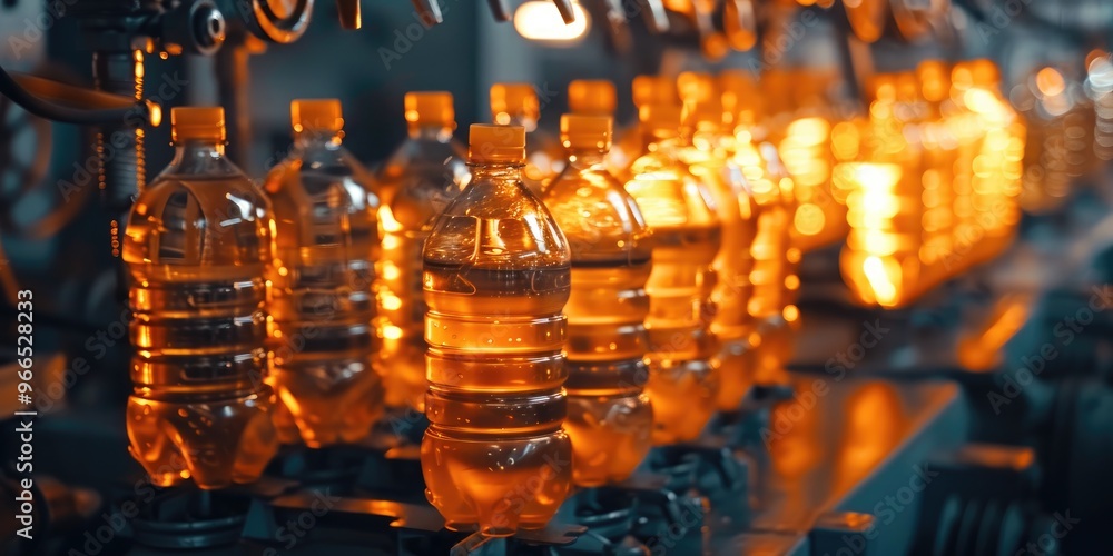 Blow Mold Machine Production Process for Drinking Water Bottles Stock ...